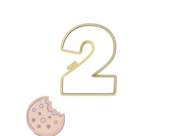 Number 2 Cookie Cutter With Vertical Script Writing on the - Etsy