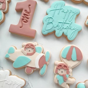 Airplane Teddy Bear Cookie Stamp Debosser Cutter, Airplane Birthday ...
