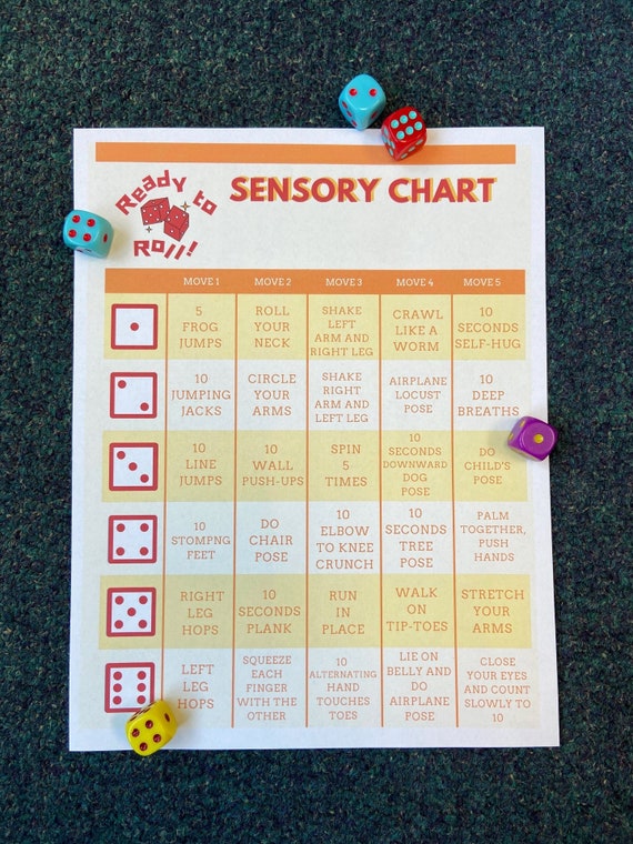 Sensory Chart Sensory Diet Exercise Printable Kids - Etsy