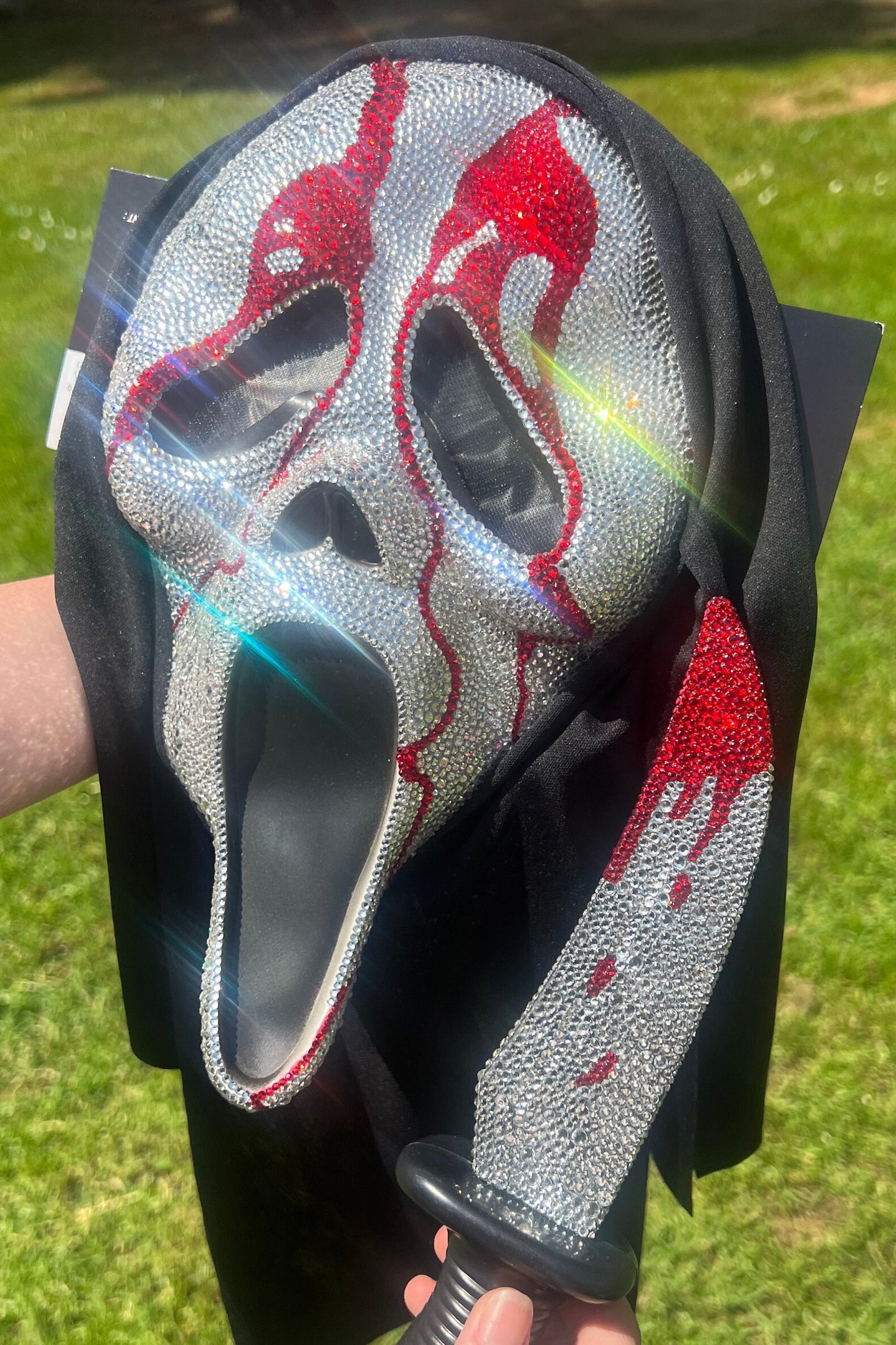 Bedazzled Scream Ghostface Mask With Knife - Etsy
