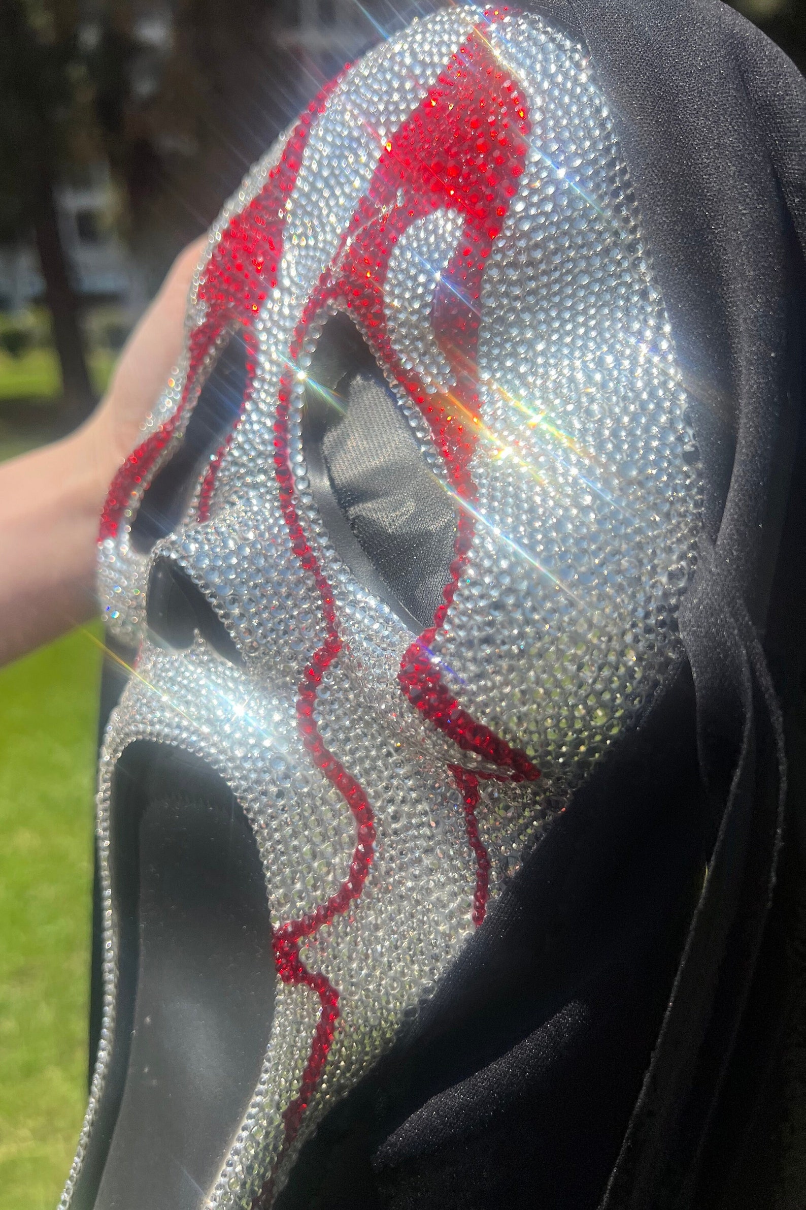 Bedazzled Scream Ghostface Mask With Knife - Etsy