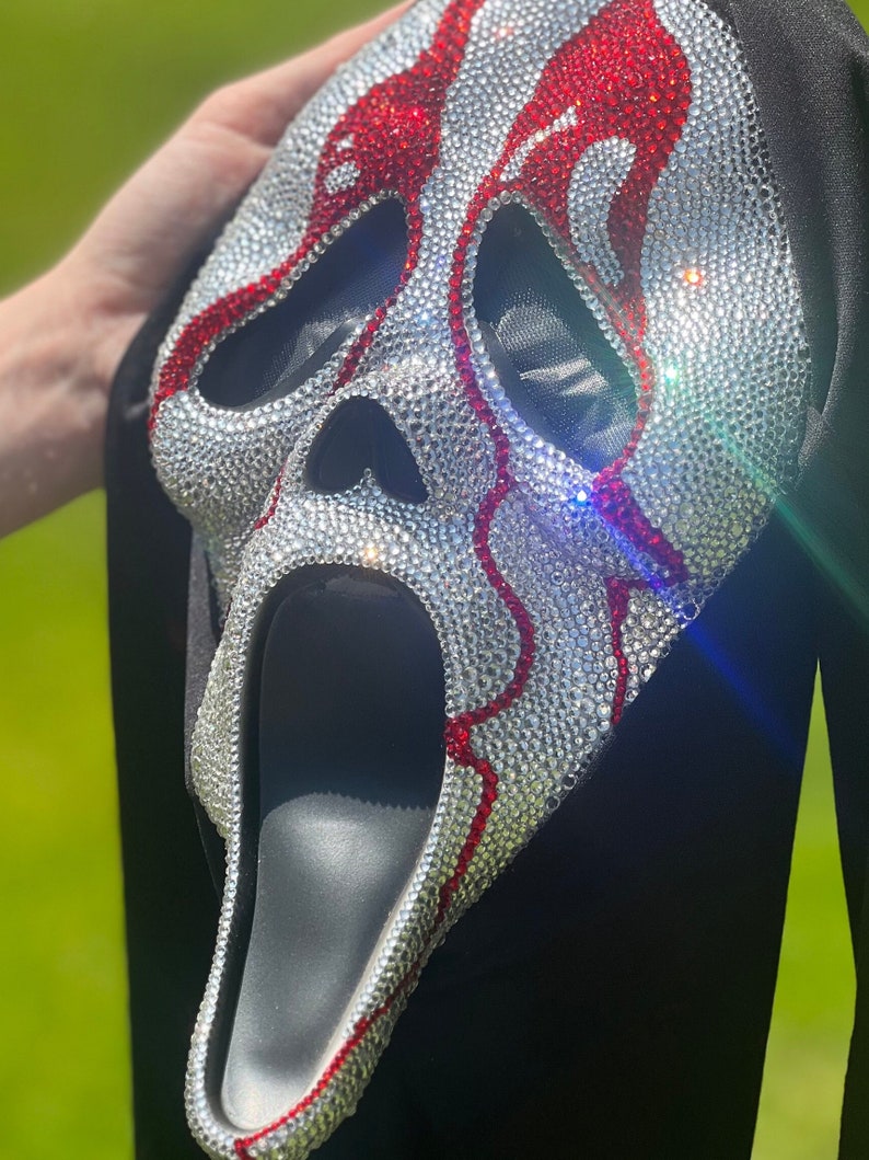 Bedazzled Scream Ghostface Mask With Knife - Etsy