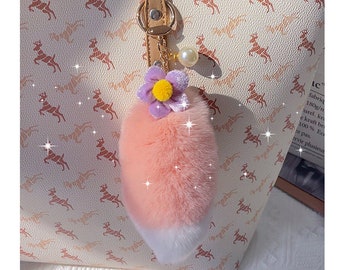Rabbit Tail Keychain - Etsy