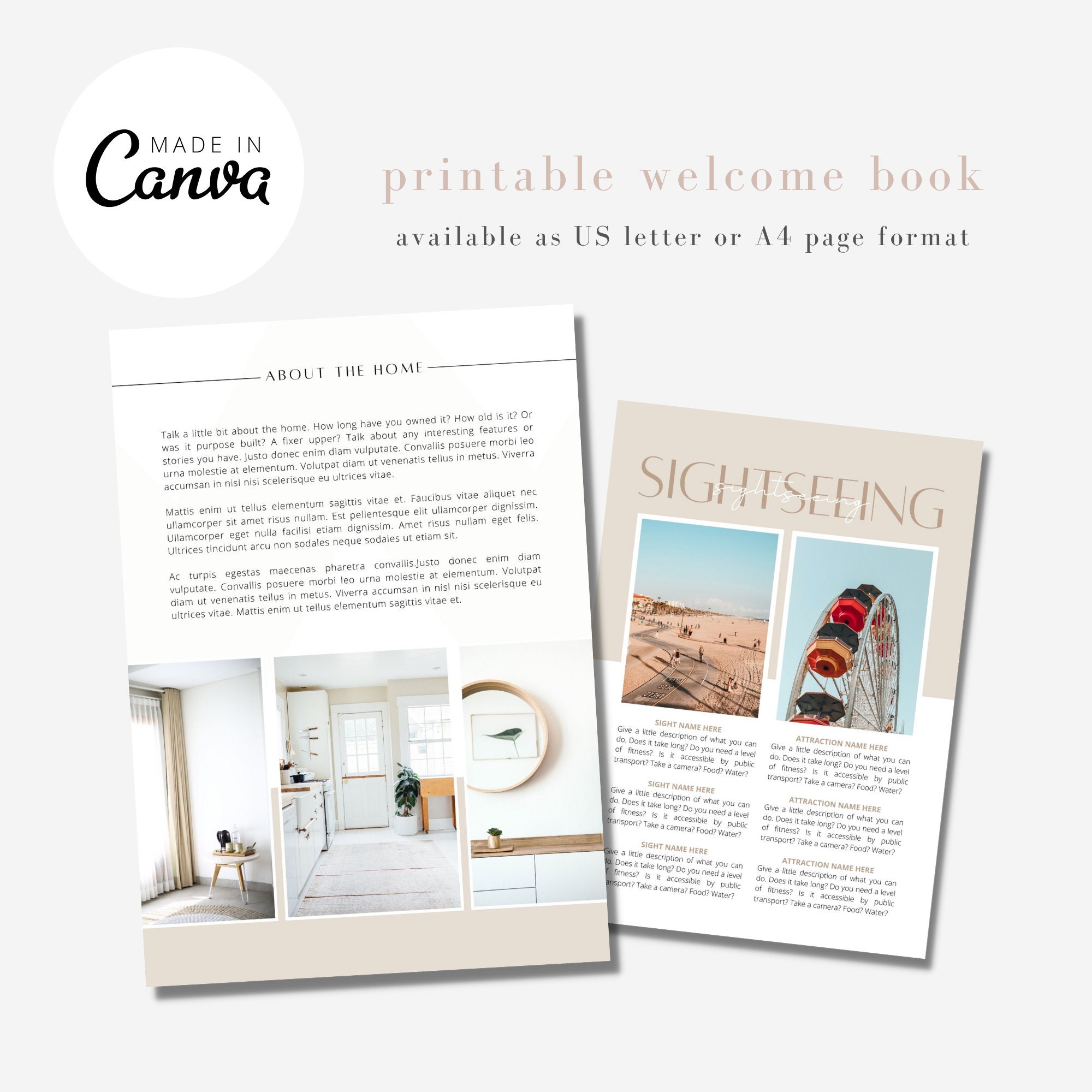 Airbnb Welcome Guide Template Editable Canva Design Vacation Rental ...