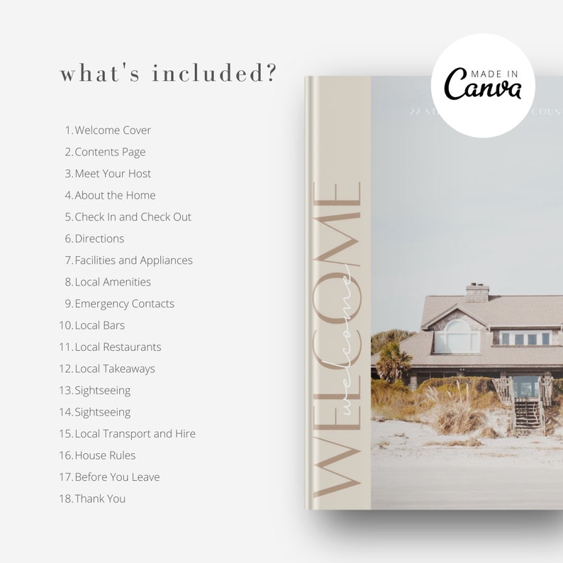 Airbnb Welcome Guide Template Editable Canva Design Vacation Rental ...