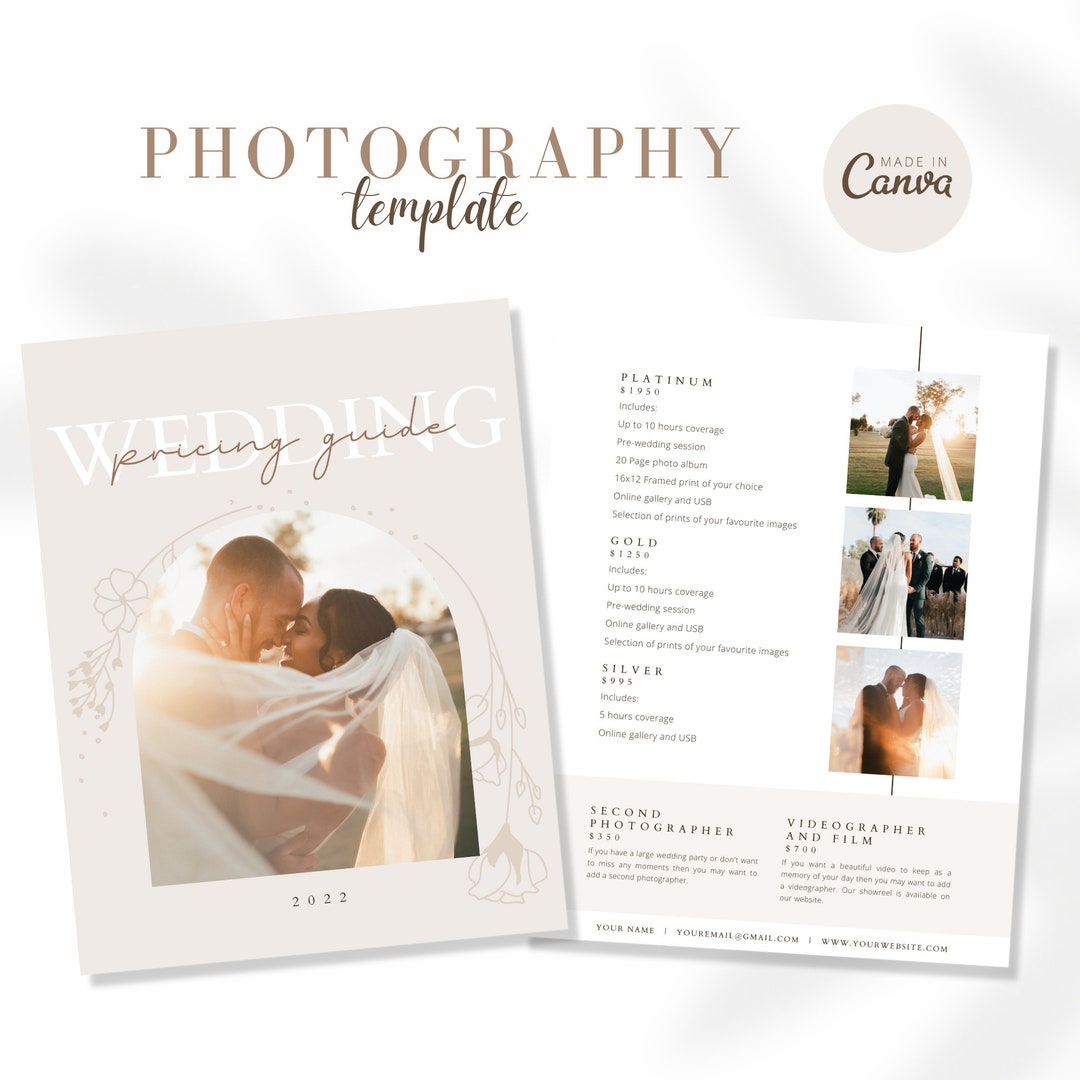 Editable Wedding Photography Price List Template Printable Canva Design ...