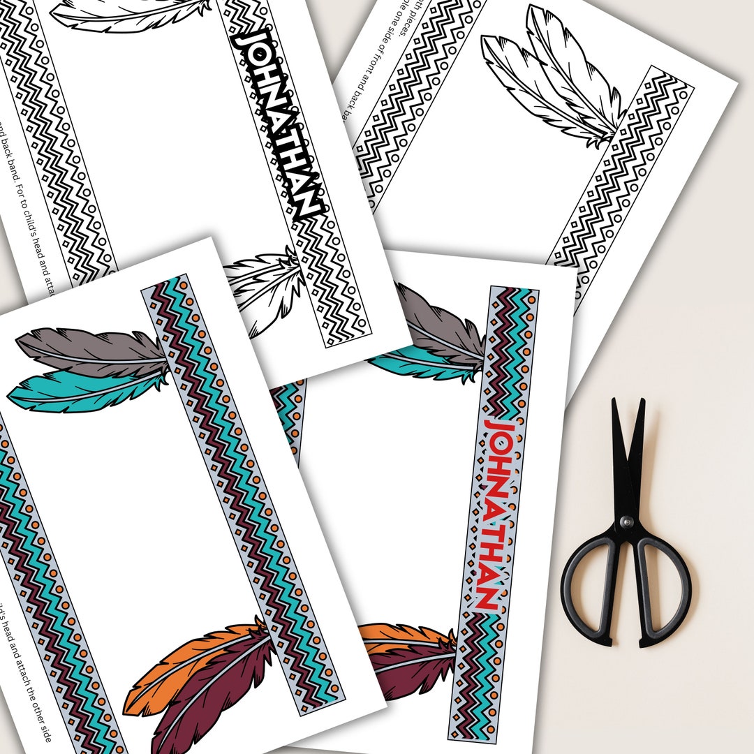 Native Americans Paper Crown for Girls Boys Paper Hat Personalised ...