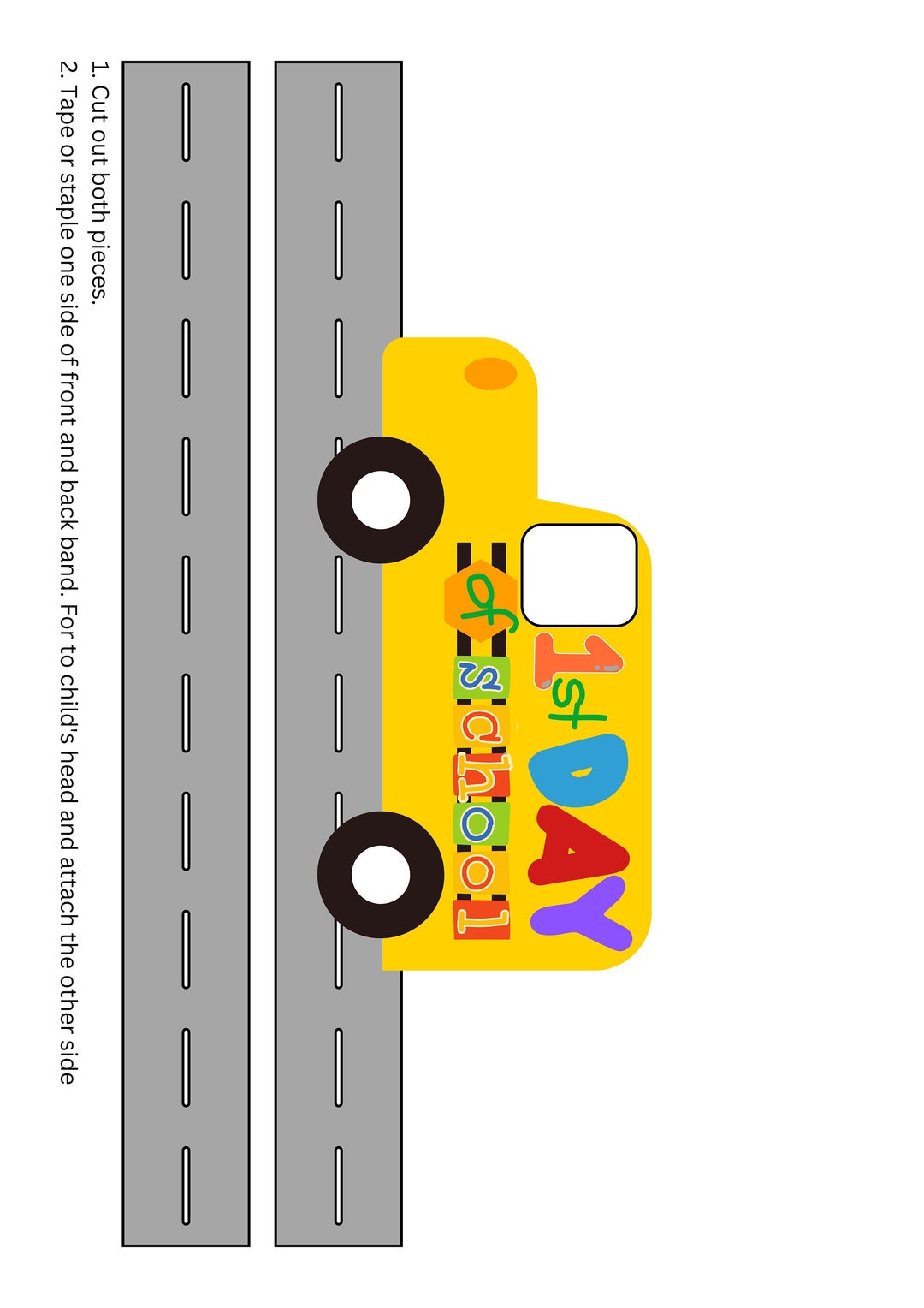 First Day of School Printable Hat With Kid Photo Paper Hat Personalised ...