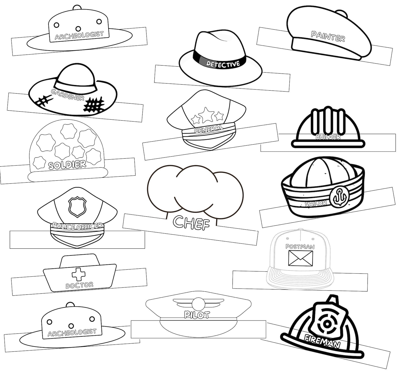 Coloring Job Hats for Kids: Personalized Paper Crown, Printable Craft ...