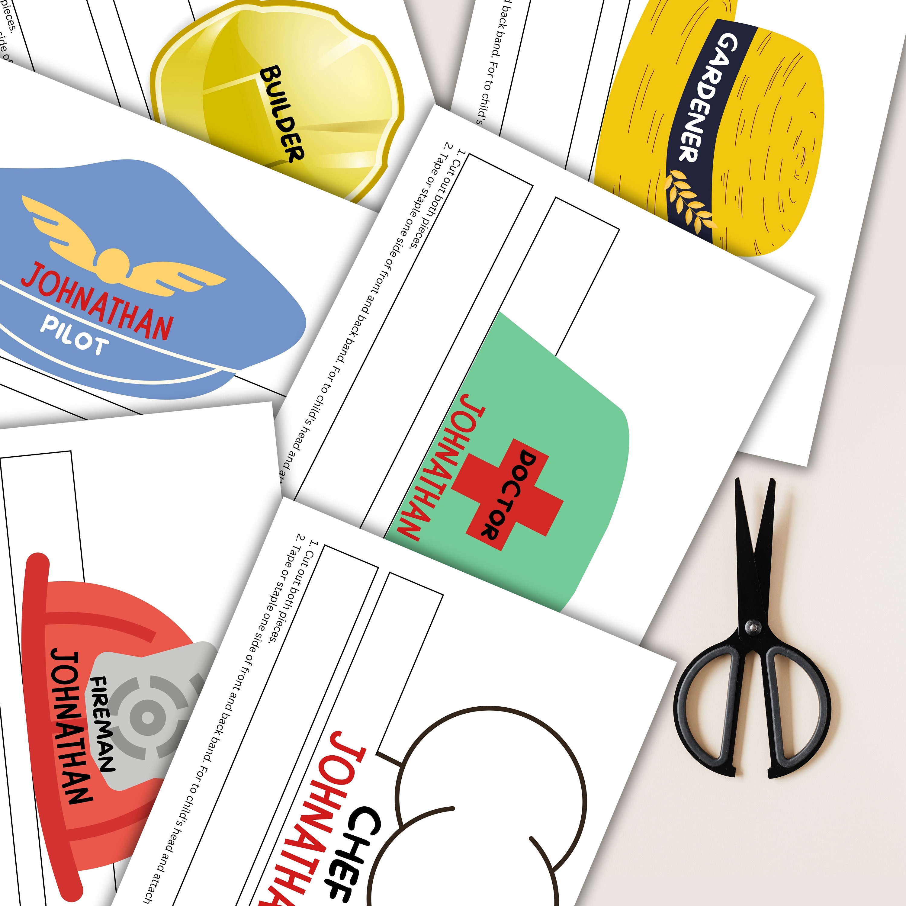 Personalized Job Hats for Kids: Printable Paper Crowns (PDF) - Etsy