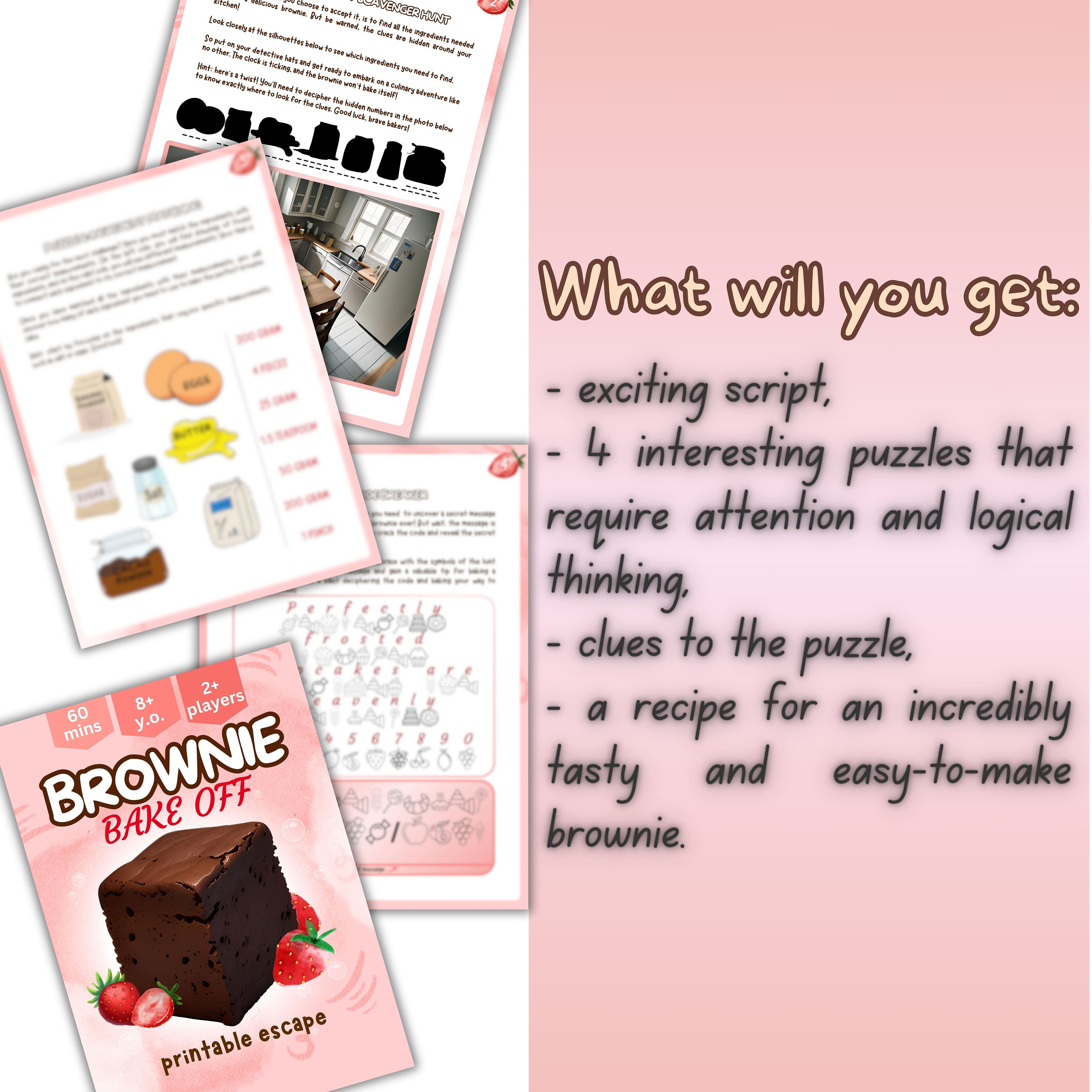 Brownie Bake off Escape Printable Game for Kids Birthday Party Junior ...