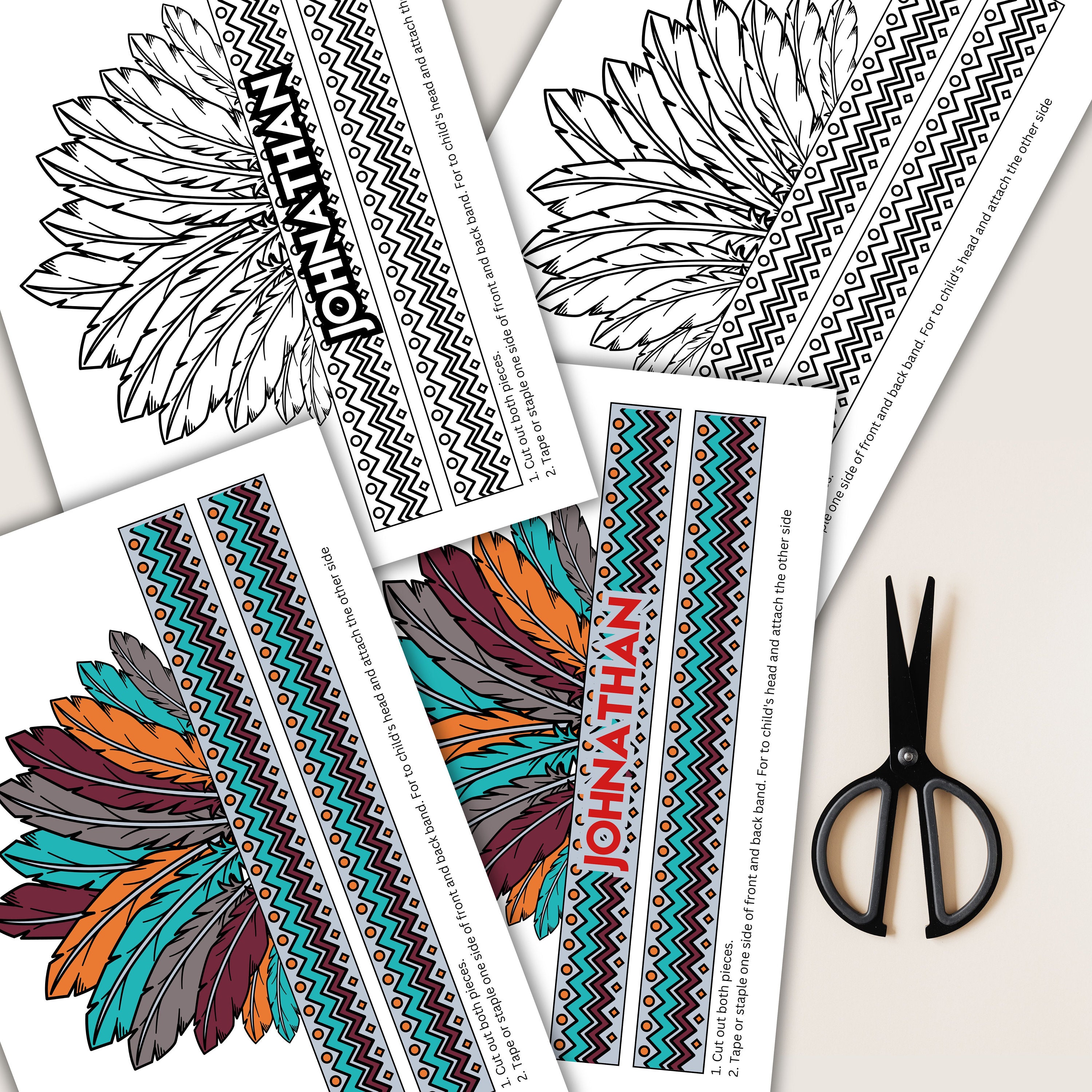 Personalized Native American Hat: Printable Paper Crown Apache Party ...