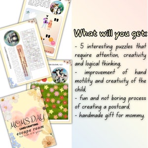 Printable Game Mother's Day Card Crafting Escape Room for Kids 6, 7, 8 ...