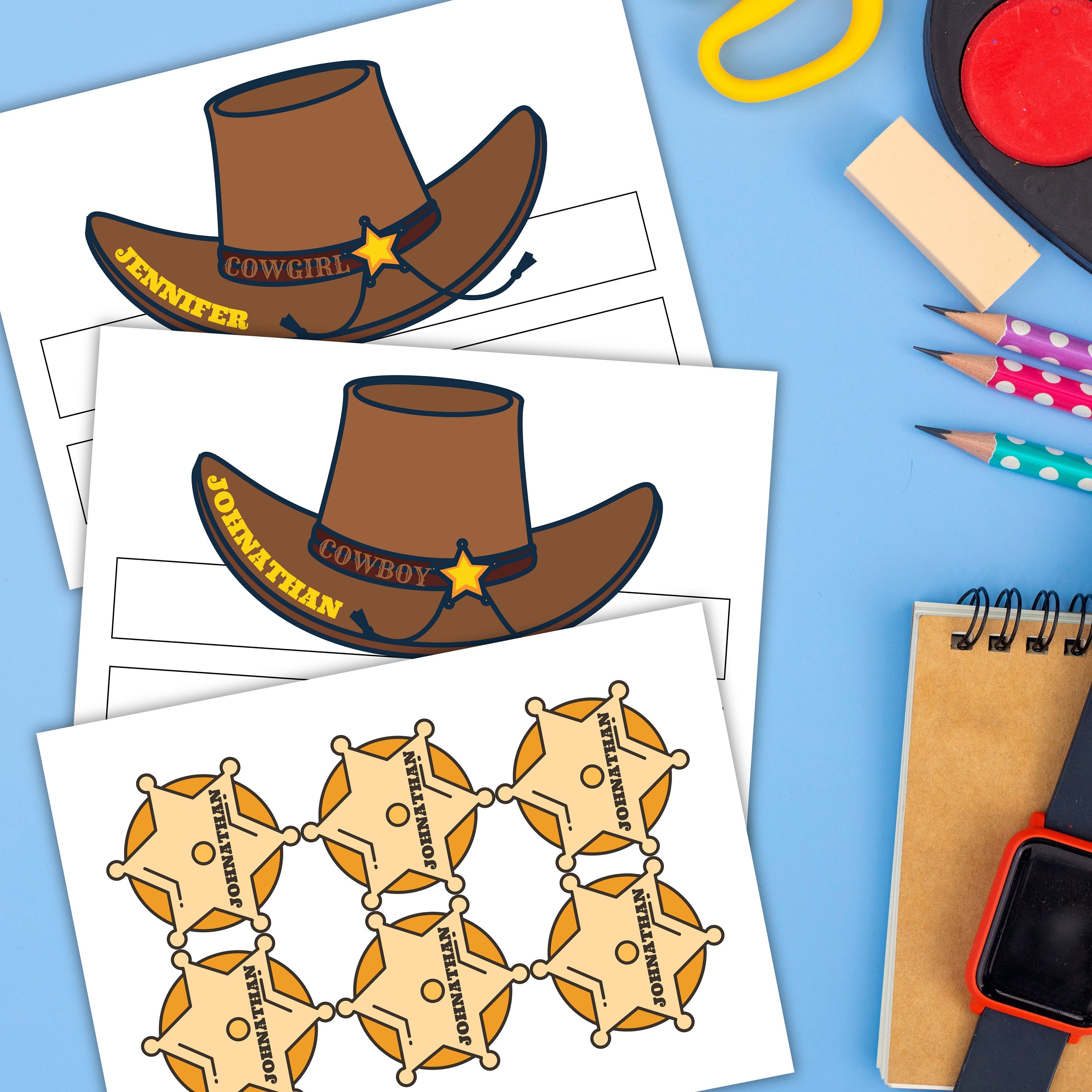 Cowboy Hat for Kids Personalised Printable Cowgirl Paper Crown Western ...