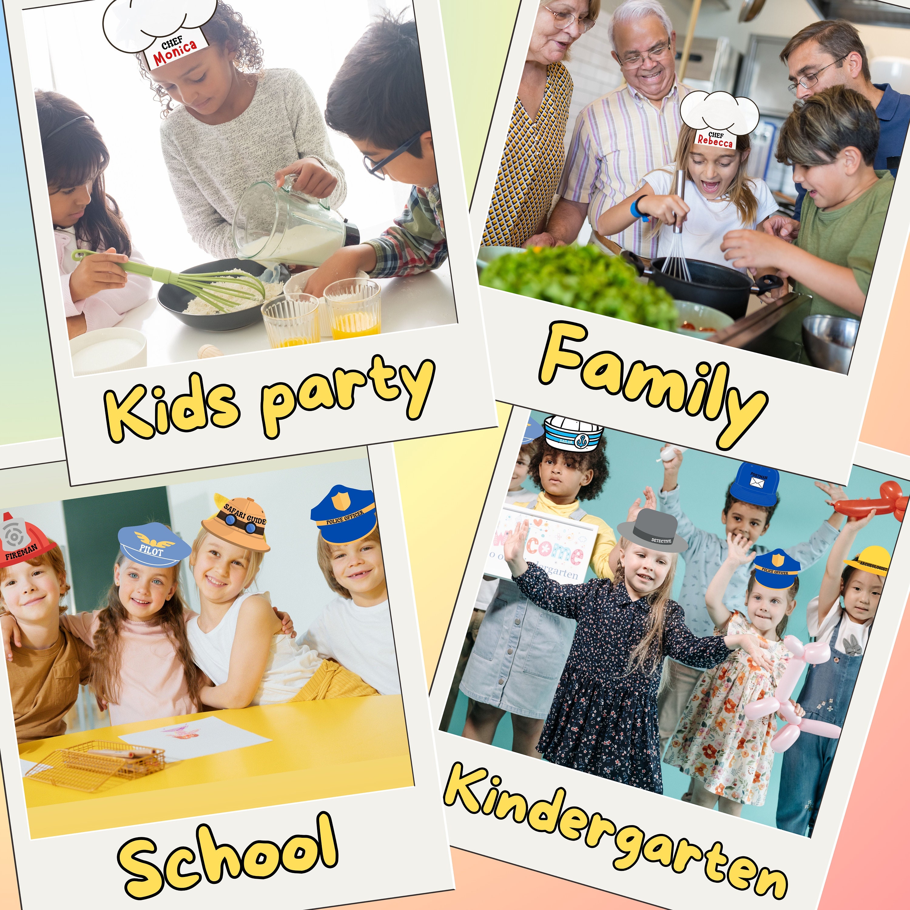 Personalized Job Hats for Kids: Printable Paper Crowns (PDF) - Etsy