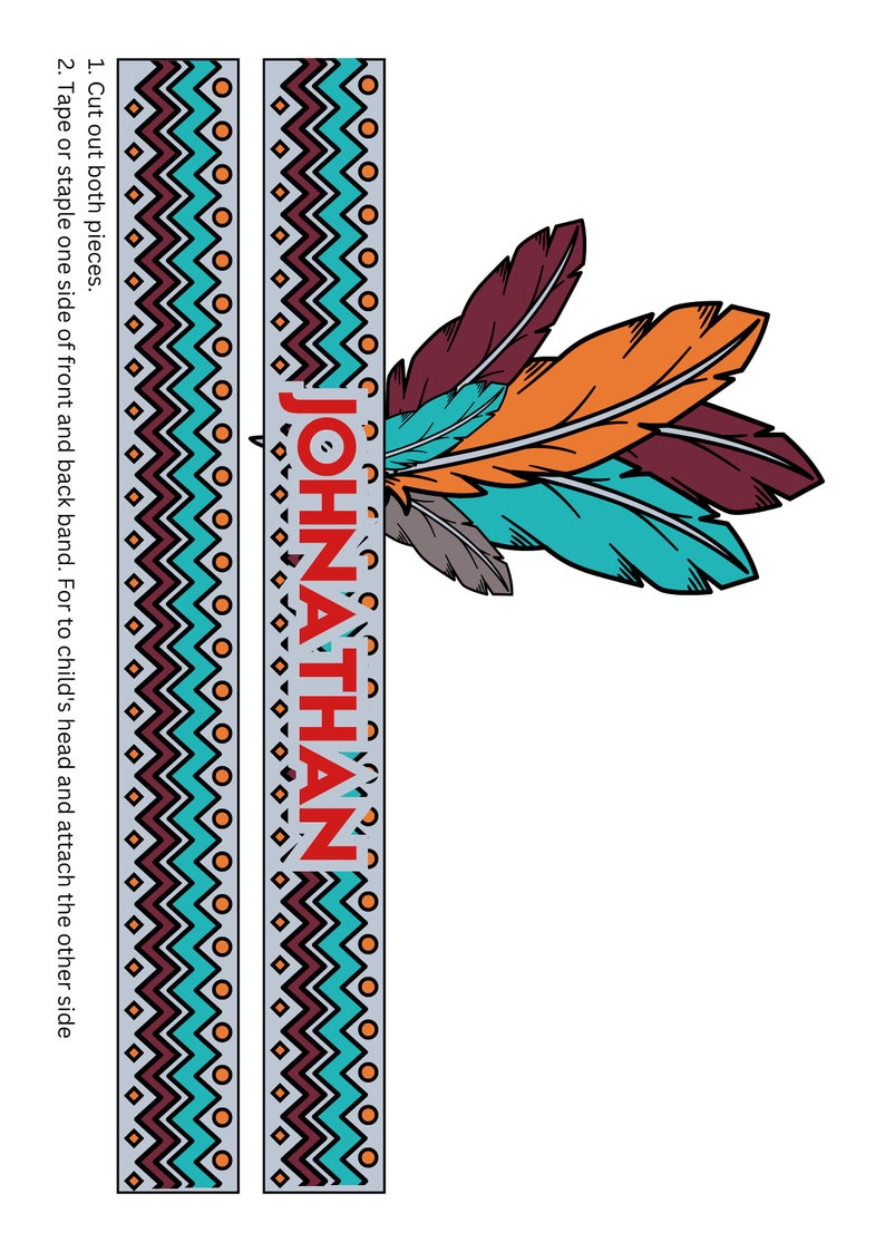 Native American War Bonnet Paper Hat: Personalized Coloring Craft (PDF ...