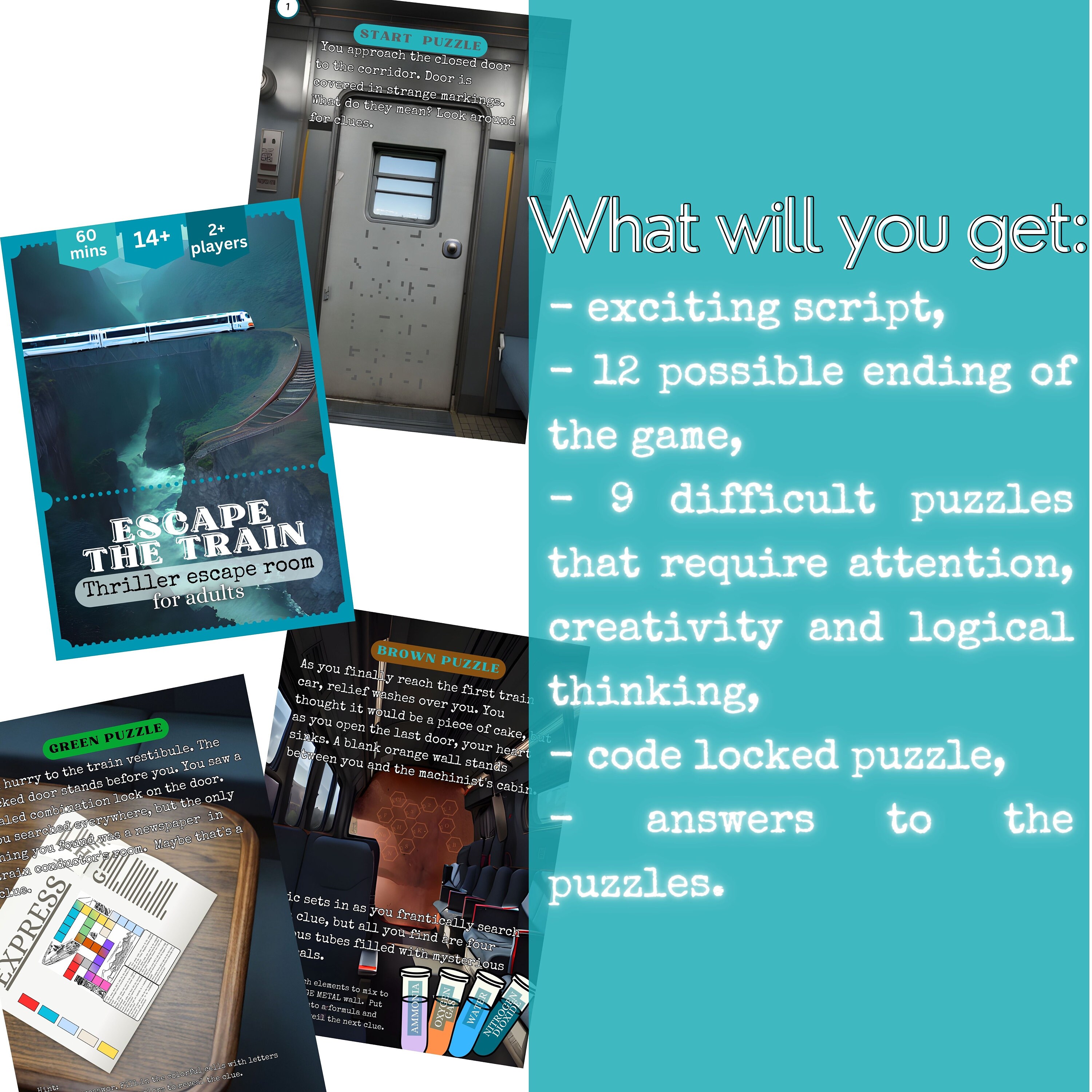 Adult Escape Room Train Game Printable at Home Activity Difficult ...