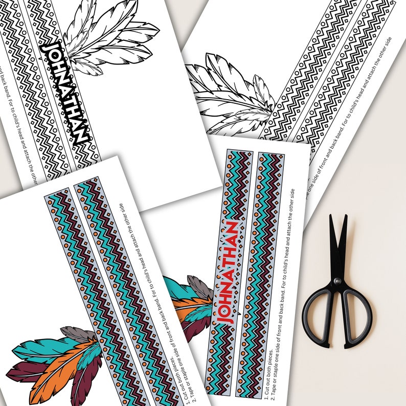 Native American War Bonnet Paper Hat: Personalized Coloring Craft (PDF ...