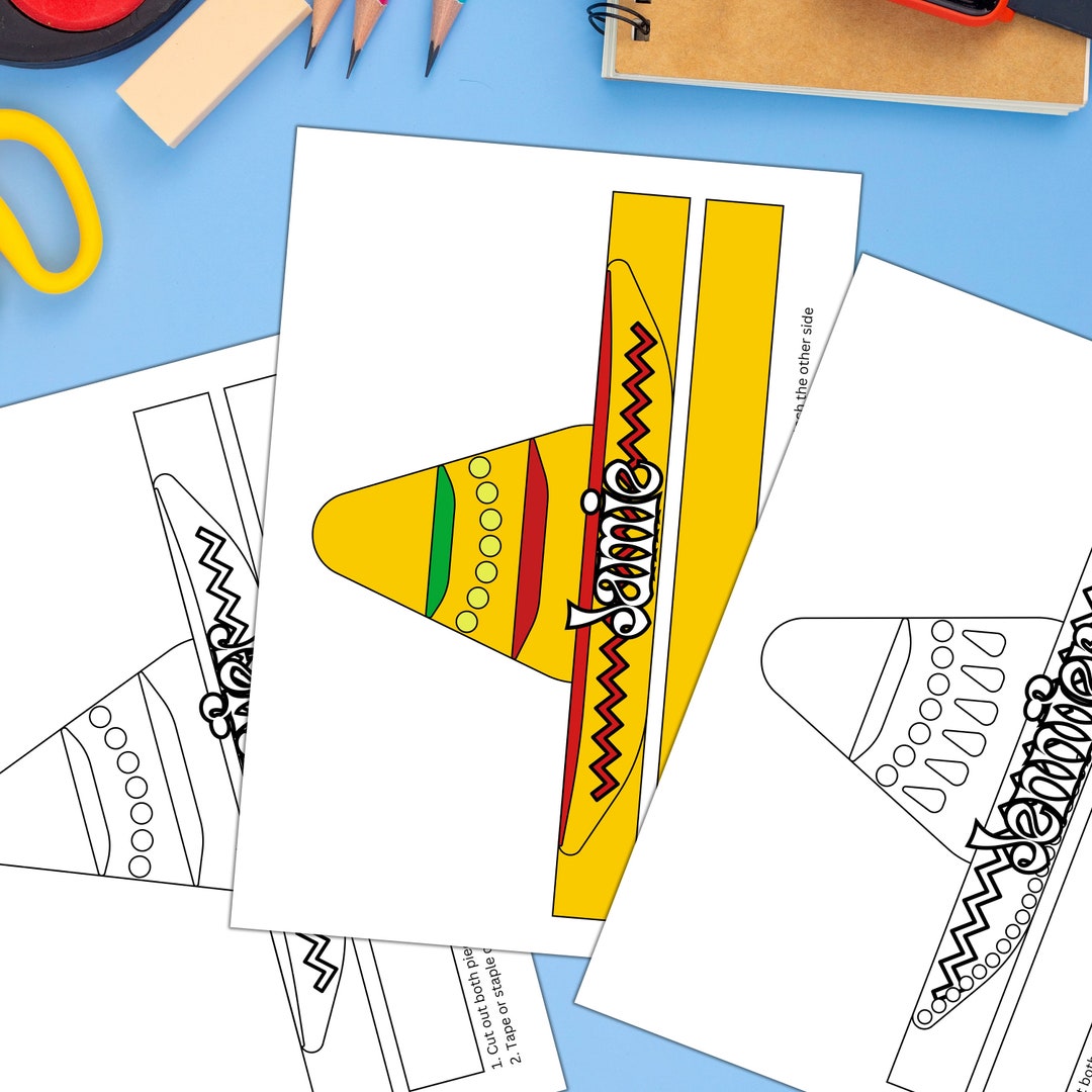 Sombrero Printable Hat Personalized Mexican Party Craft Kids Paper ...