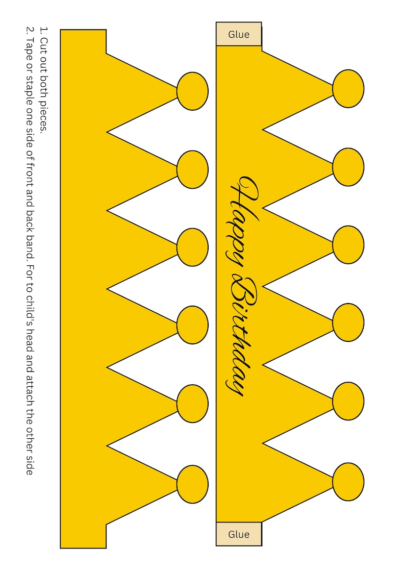 Printable Birthday Crown: DIY Paper Royal Hat Coloring Activity (PDF ...