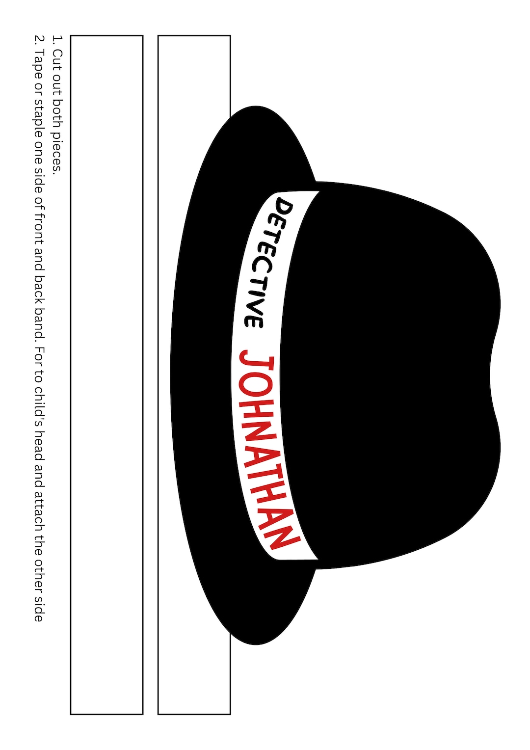 Detective Hat for Kids Personalised Printable Craft Spy Party Birthday ...