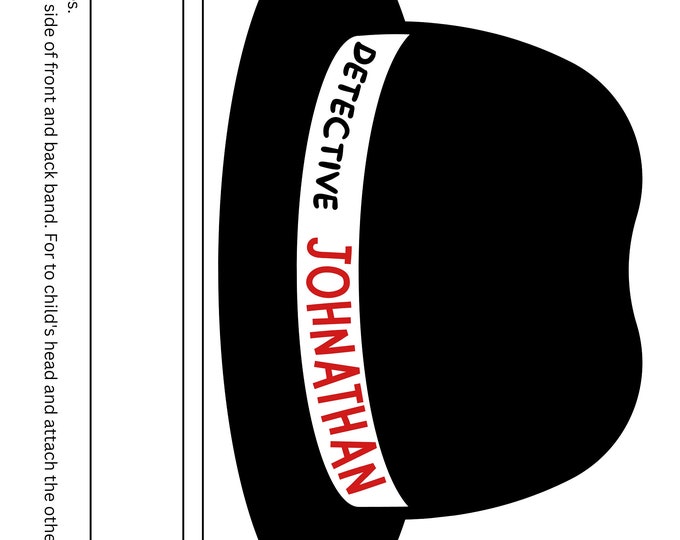 Detective Hat for Kids Personalised Printable Craft Spy Party Birthday ...