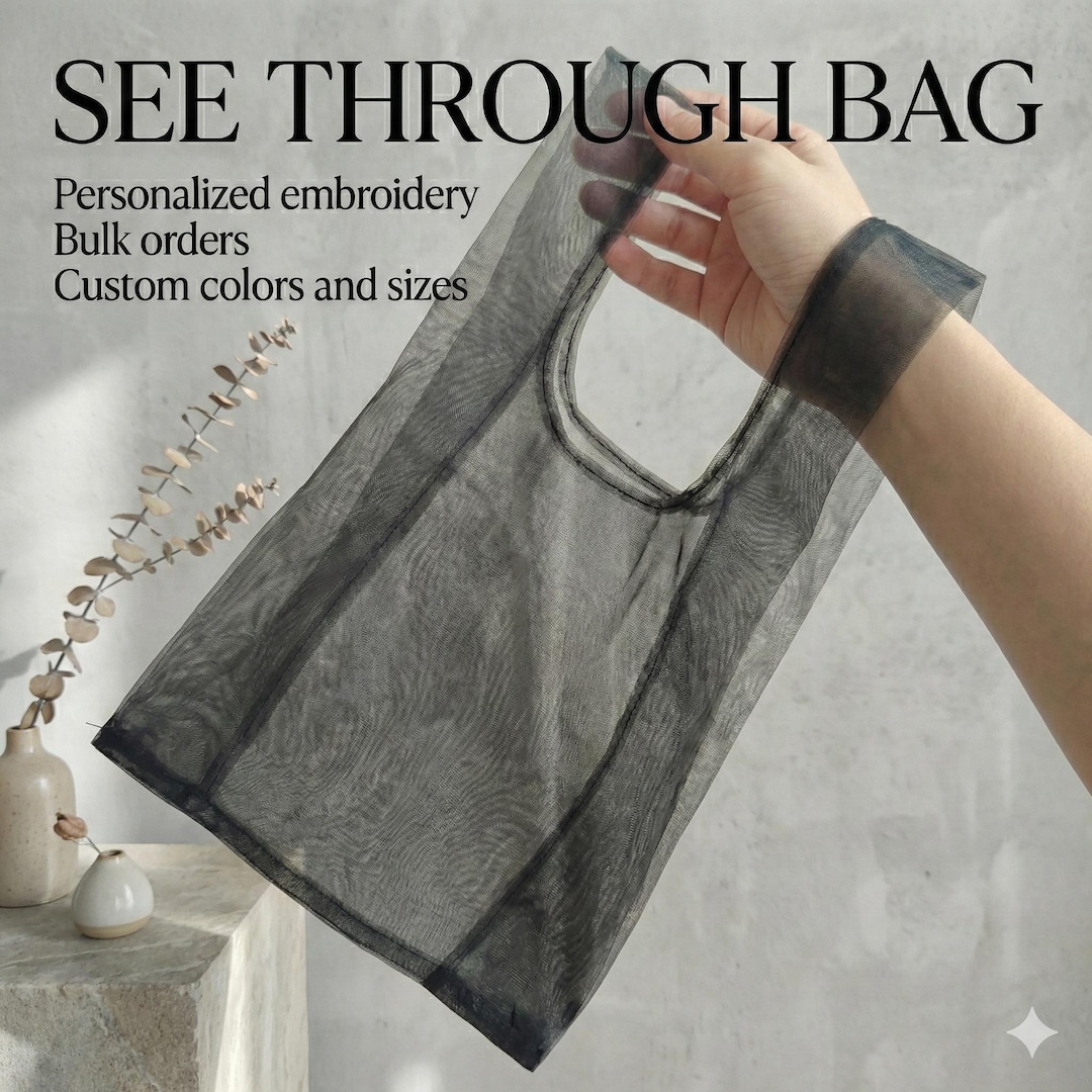 Personalized See Through Bag: Organza Tulle Tote / Fabric T-shirt Bag, Bulk Available - Etsy