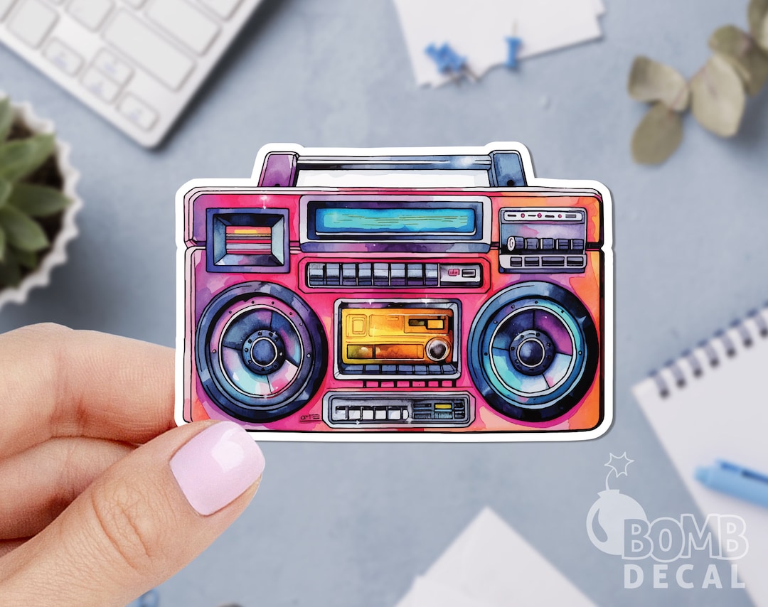 Boombox Sticker, Vintage Cassette Player Sticker, Music Sticker, 90s ...