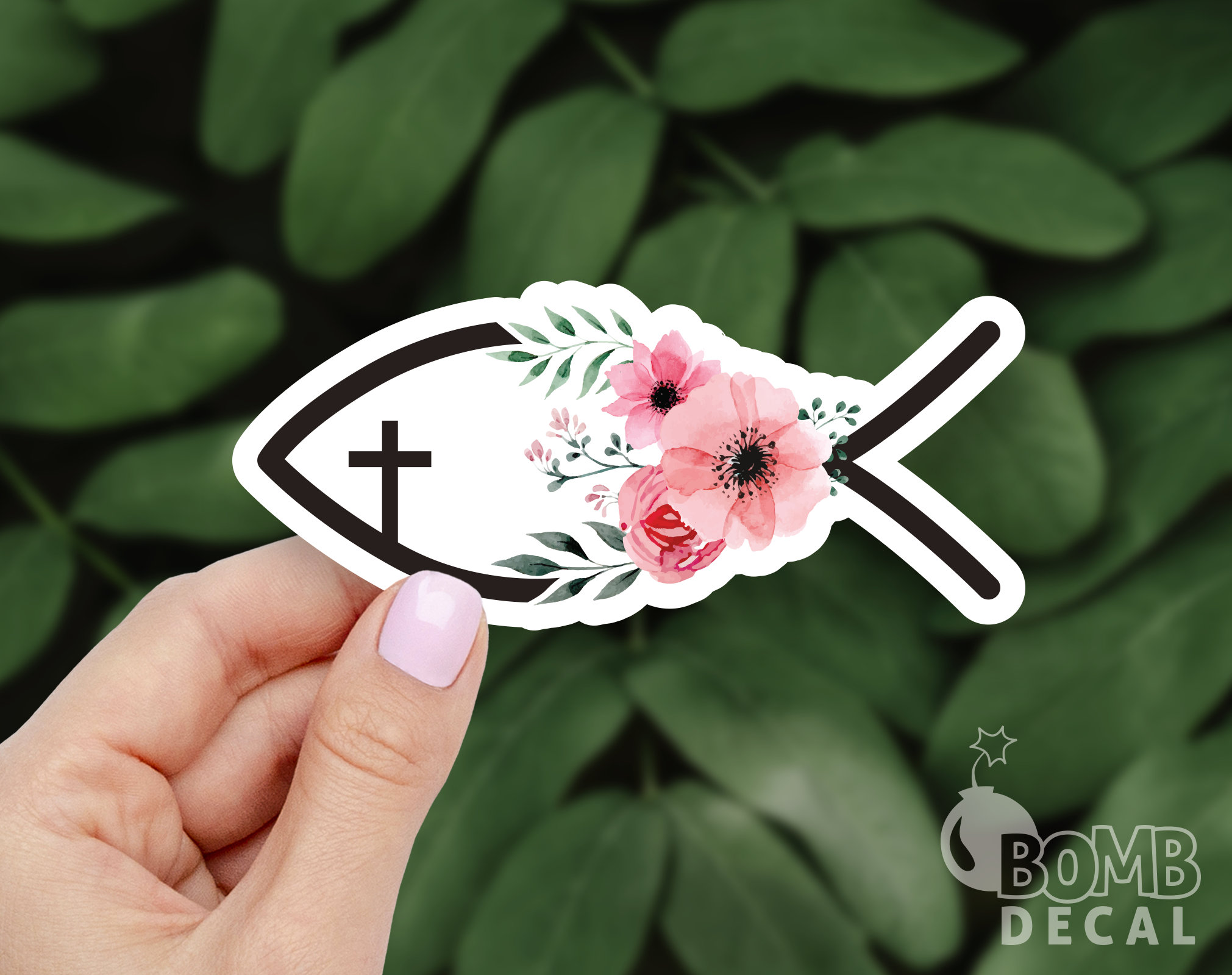 Christian Fish Sticker Cross Sticker Floral Sticker - Etsy