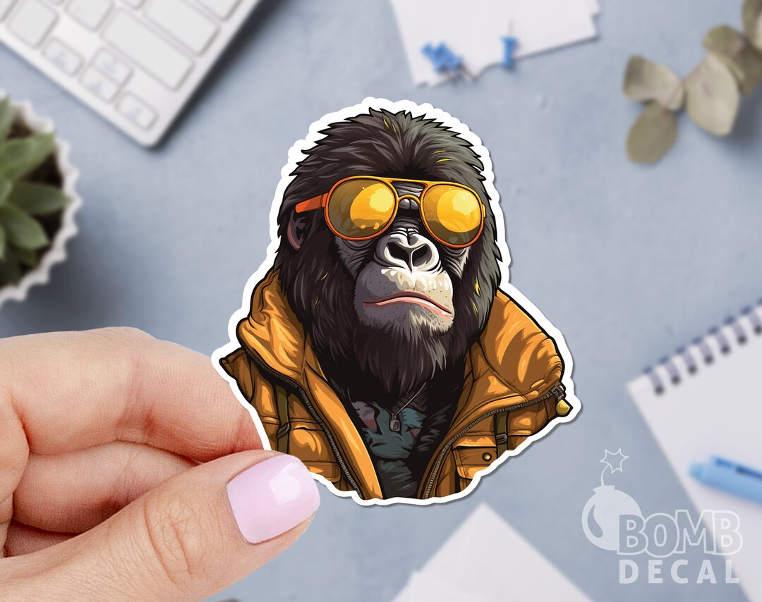 Gorilla Sticker, Monkey Sticker, Gorilla With Hoody Sticker, Cool ...