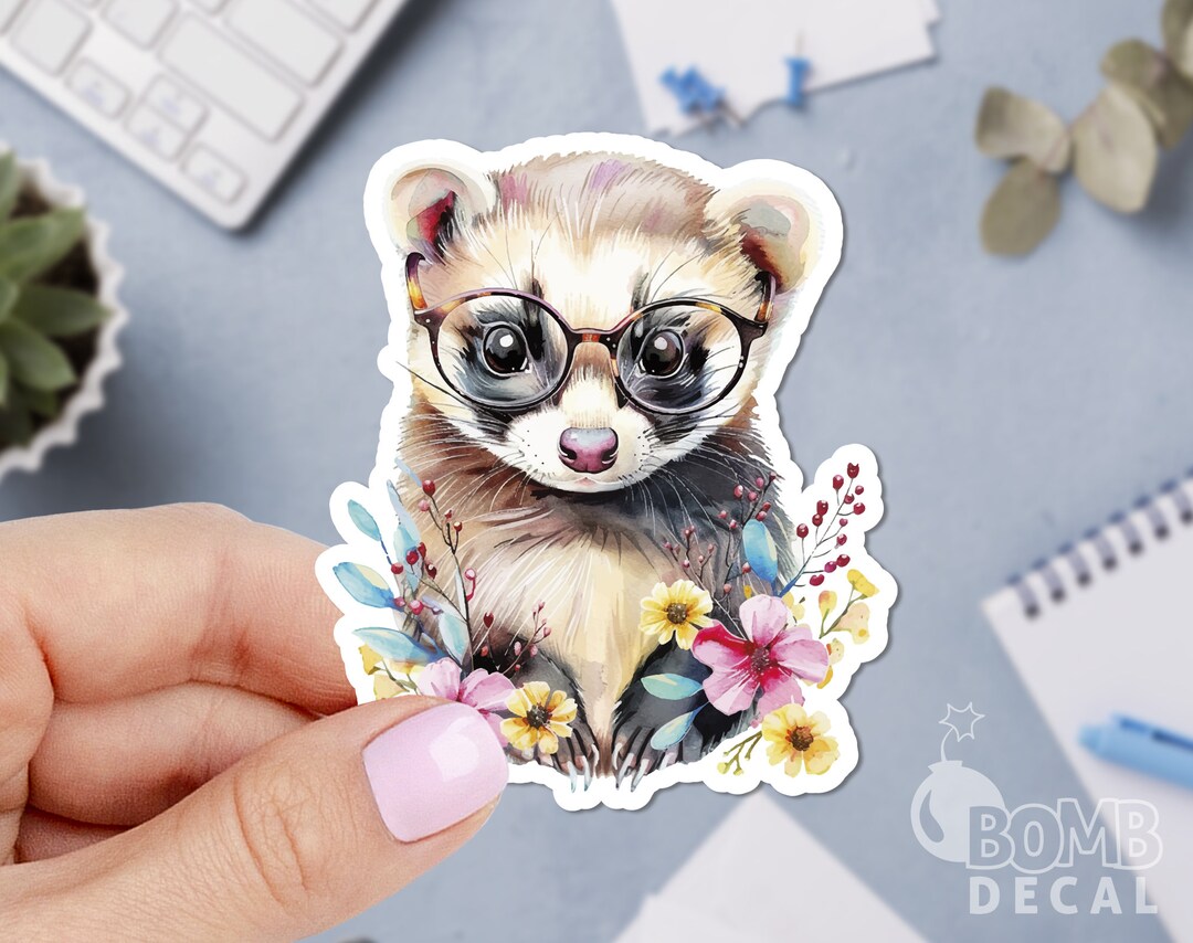Cute Ferret Sticker, Ferret Decal, Friends Sticker, Animal Sticker, Pet ...