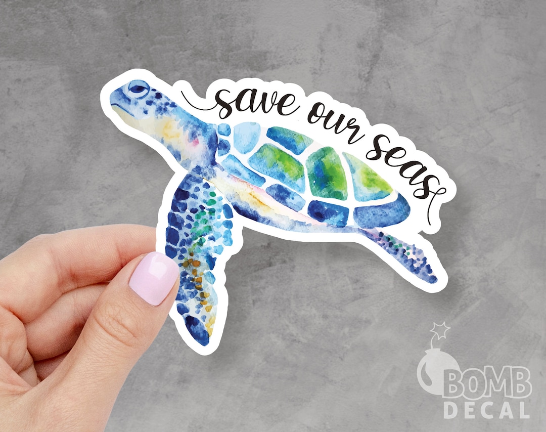 Turtle Save Our Seas Sticker, Turtle Sticker, Ocean Life Sticker, Sea ...