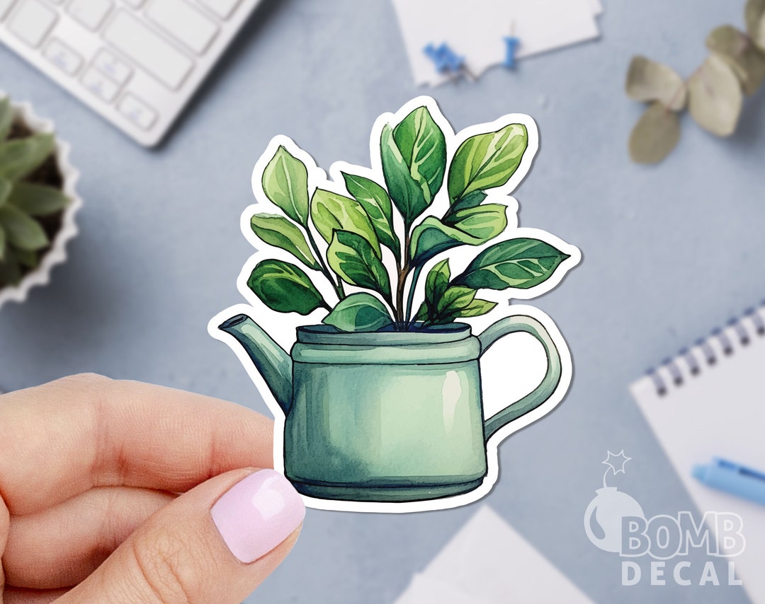 Plant Teapot Sticker, Floral Sticker, Tea Time Sticker, Kitchen Sticker ...