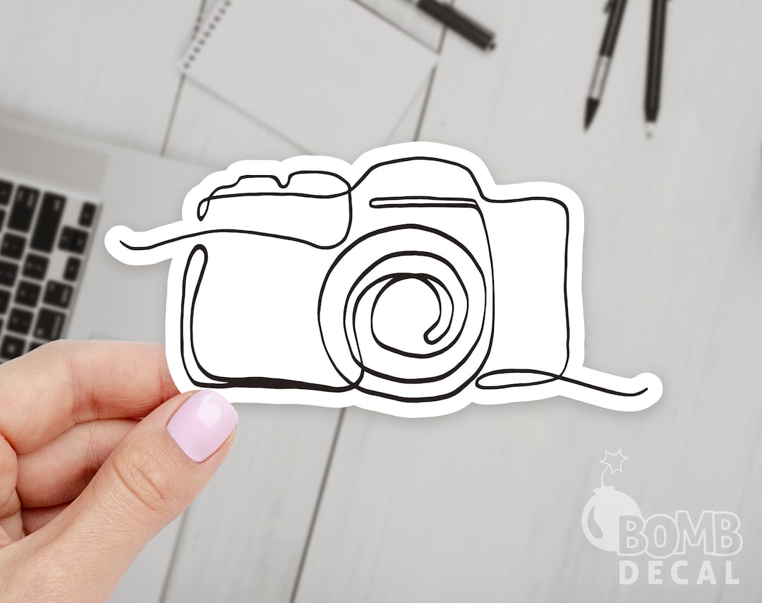 Camera Line Sticker, Camera Sticker, Photography Sticker, Line Art ...