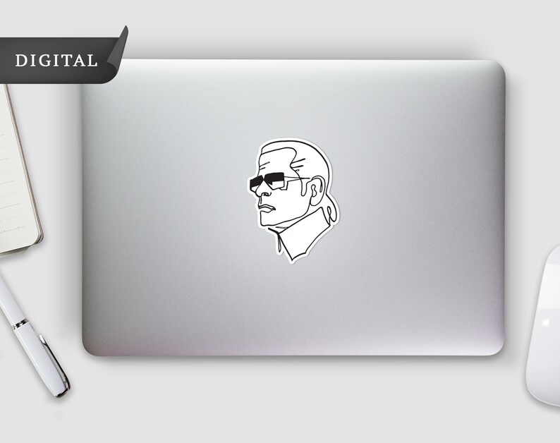 Karl Lagerfeld Line Art Digital Illustration Portrait SVG - Etsy