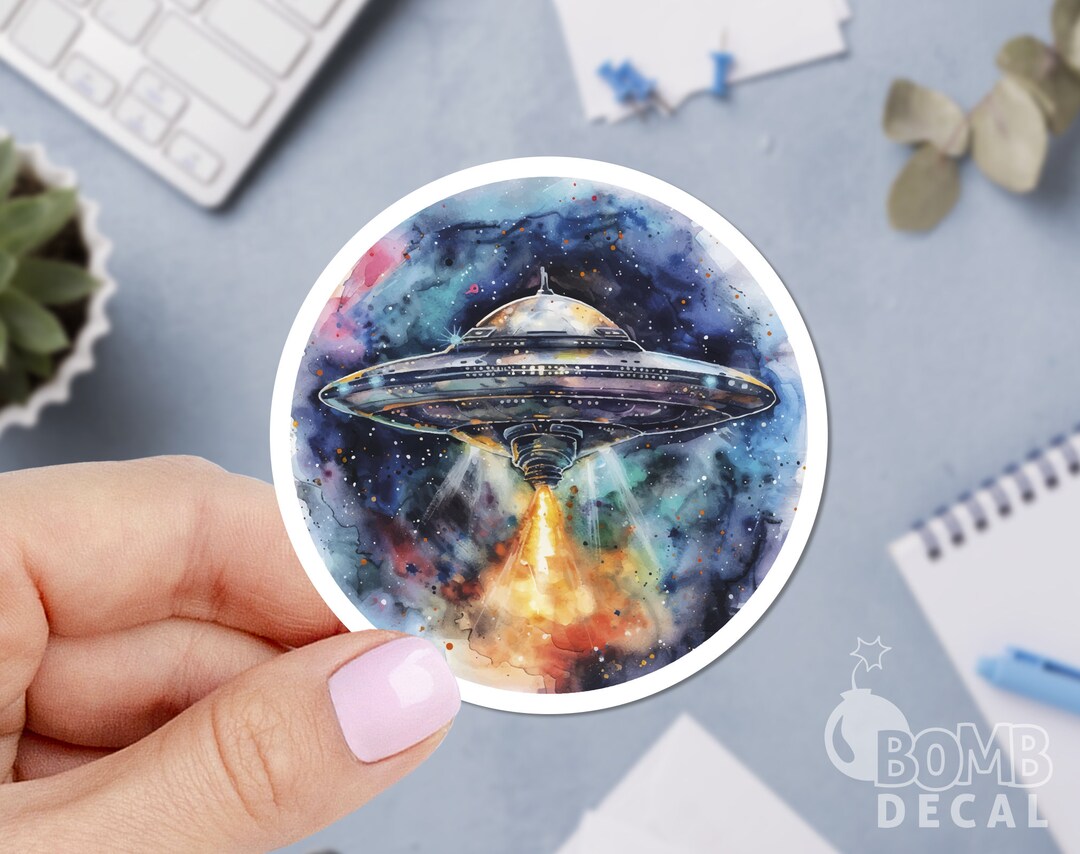 UFO Sticker, Space Sticker, Watercolor Sticker, Explore Sticker, Sky ...