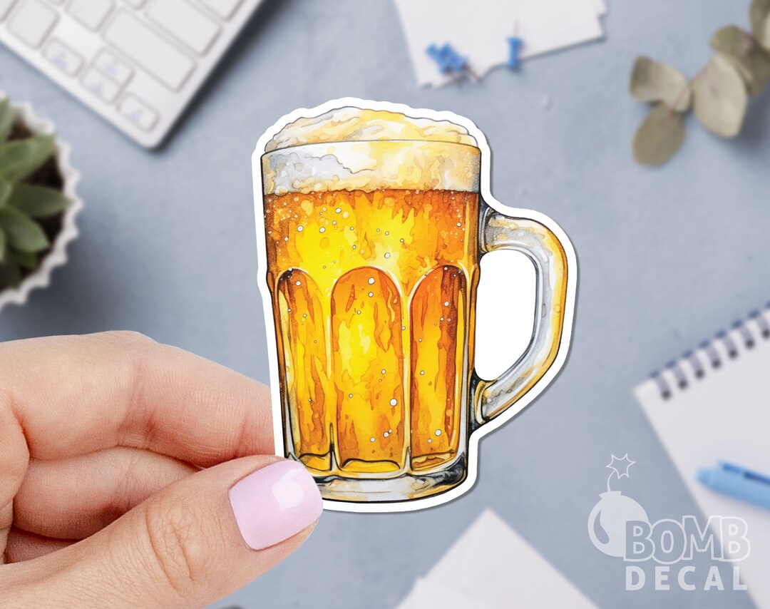 Beer Sticker, Beer Decal, Watercolor Sticker, Drink Sticker, Laptop ...