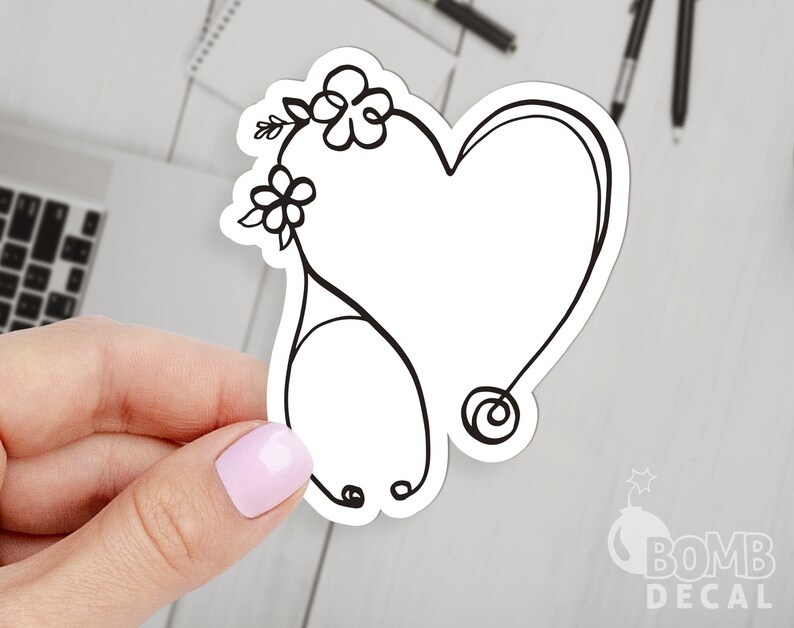 Floral Heart Stethoscope Sticker, Nurse Line Art Sticker, Medical ...