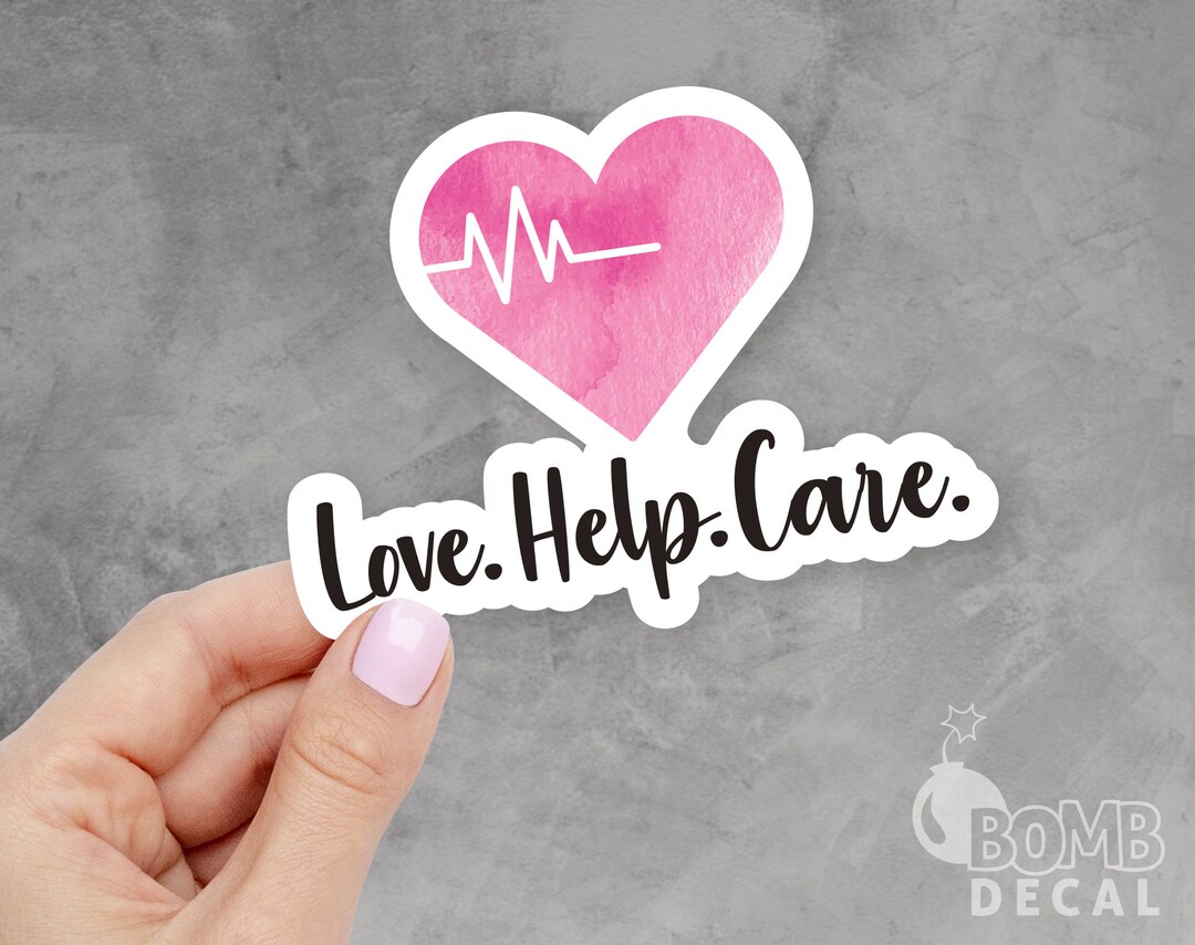 Love. Help. Care. Sticker, Love Sticker, Help Sticker, Care Sticker ...