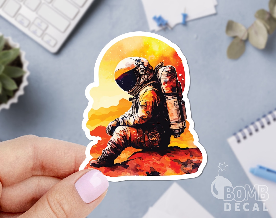 Astronaut Sticker, Mars Space Sticker, Life on Mars Sticker, Planet ...