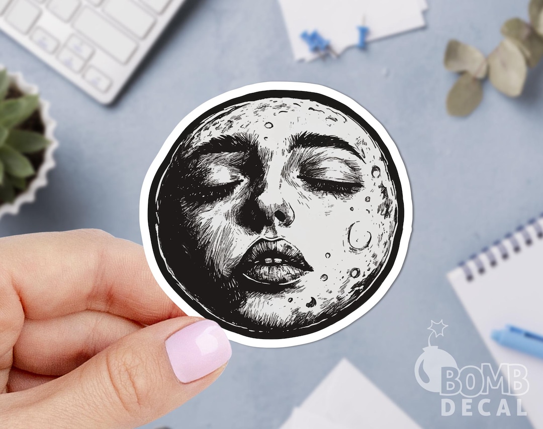 Moon Sticker, Face Sticker, Space Sticker, Cosmic Sticker, Universe ...