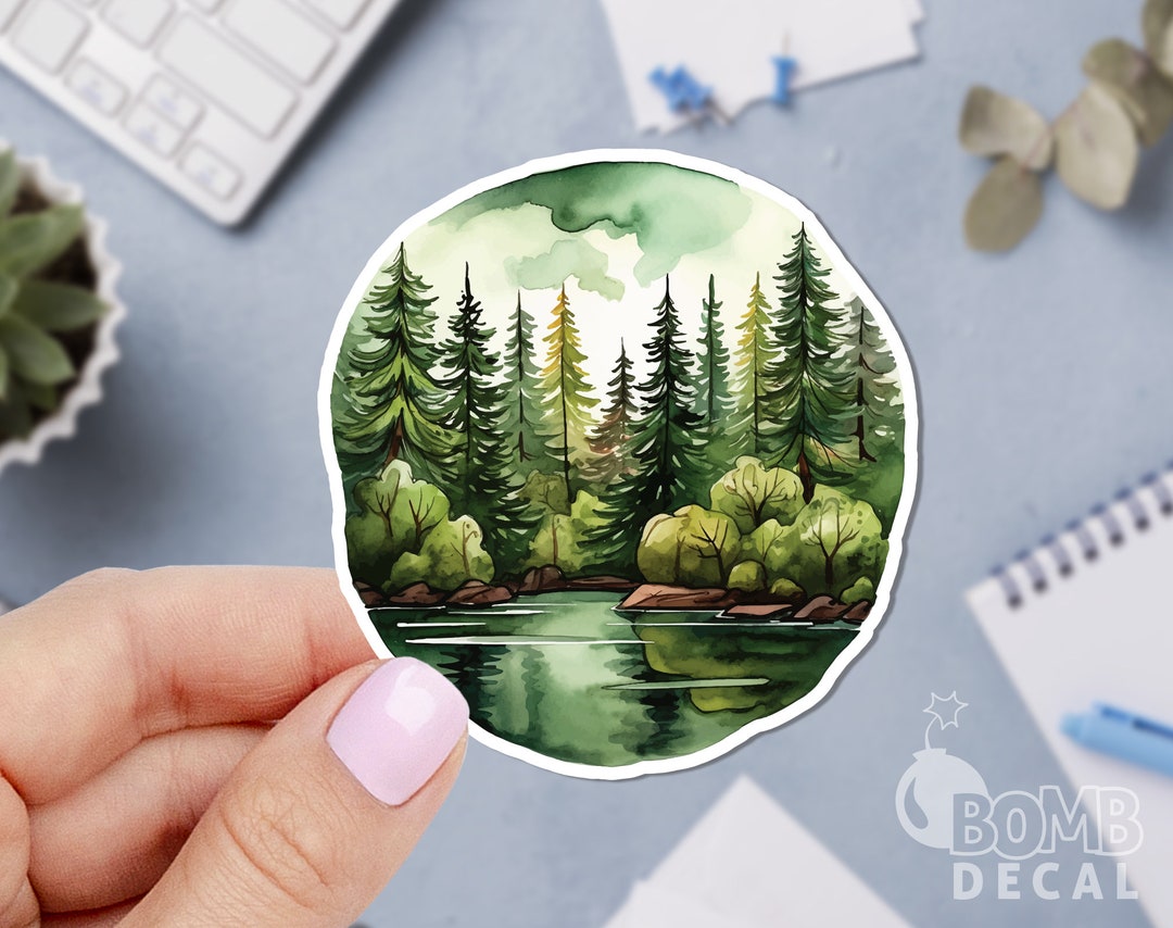 Forest Sticker, Watercolor Sticker, Explore Sticker, Nature Sticker ...