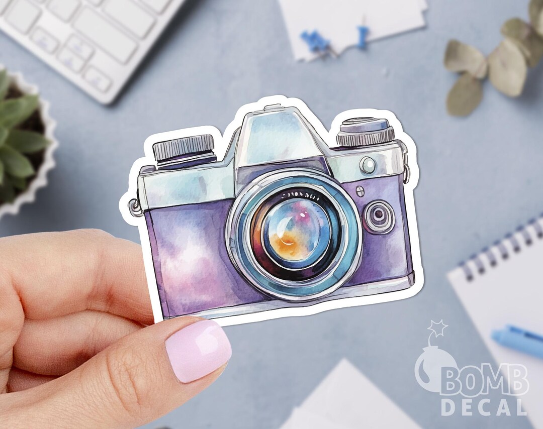 Vintage Photo Camera Sticker, Watercolor Sticker, Photograph Sticker ...