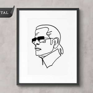 Karl Lagerfeld Line Art Portrait: Fashion Icon Print (SVG, PNG, PDF) - Etsy