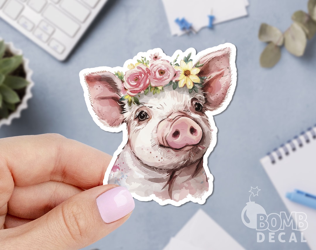 Cute Pig Sticker, Animal Sticker, Meat Free Sticker, Vegan Sticker ...