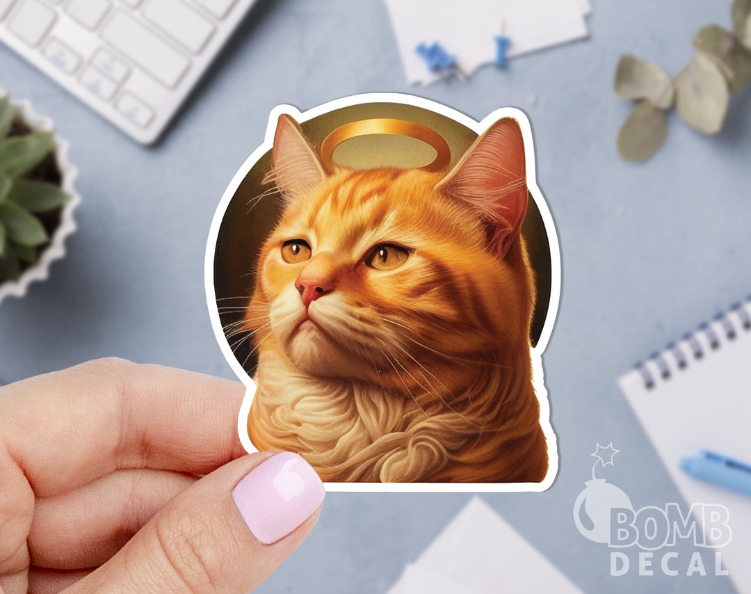 Holy Cat Sticker, Jesus Cat Sticker, Funny Cat Sticker, Animal Sticker ...