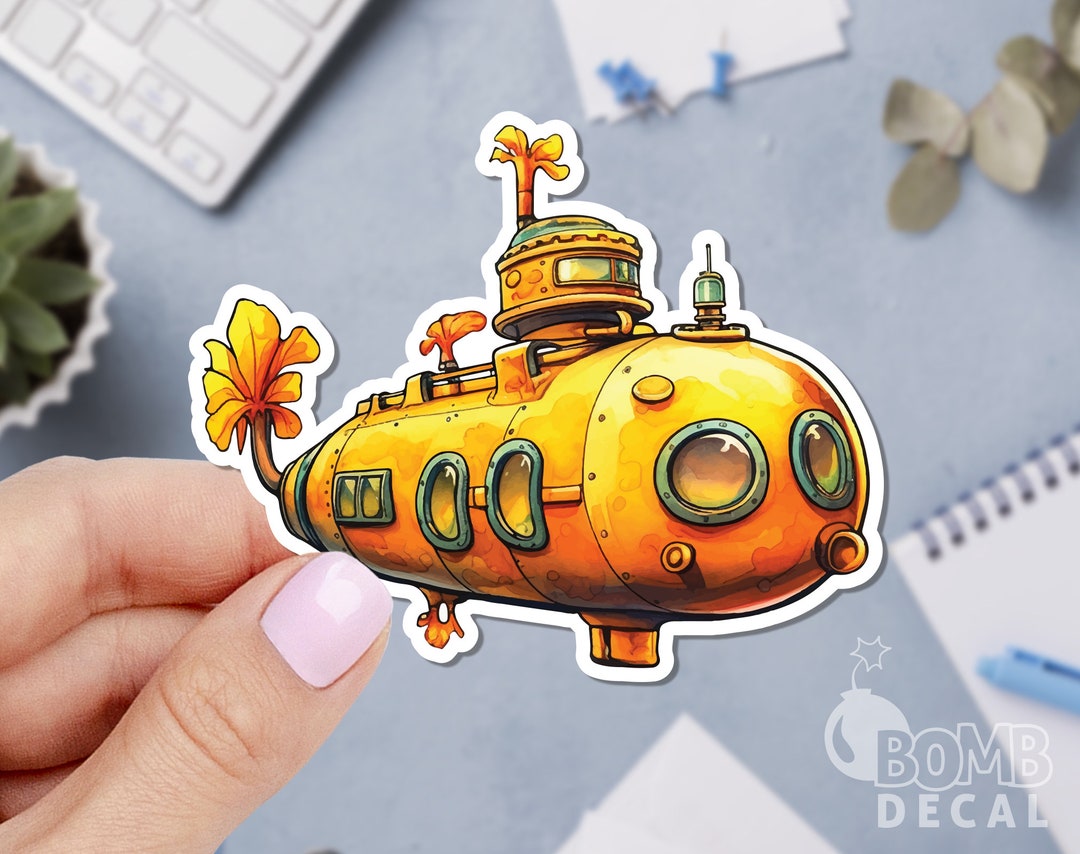 Yellow Submarine Sticker: Watercolor Ocean Ship, Laptop Decal - Etsy