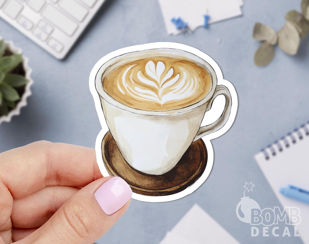 Coffee Latte Sticker, Coffee Time Sticker, Coffee Decal, Barista ...