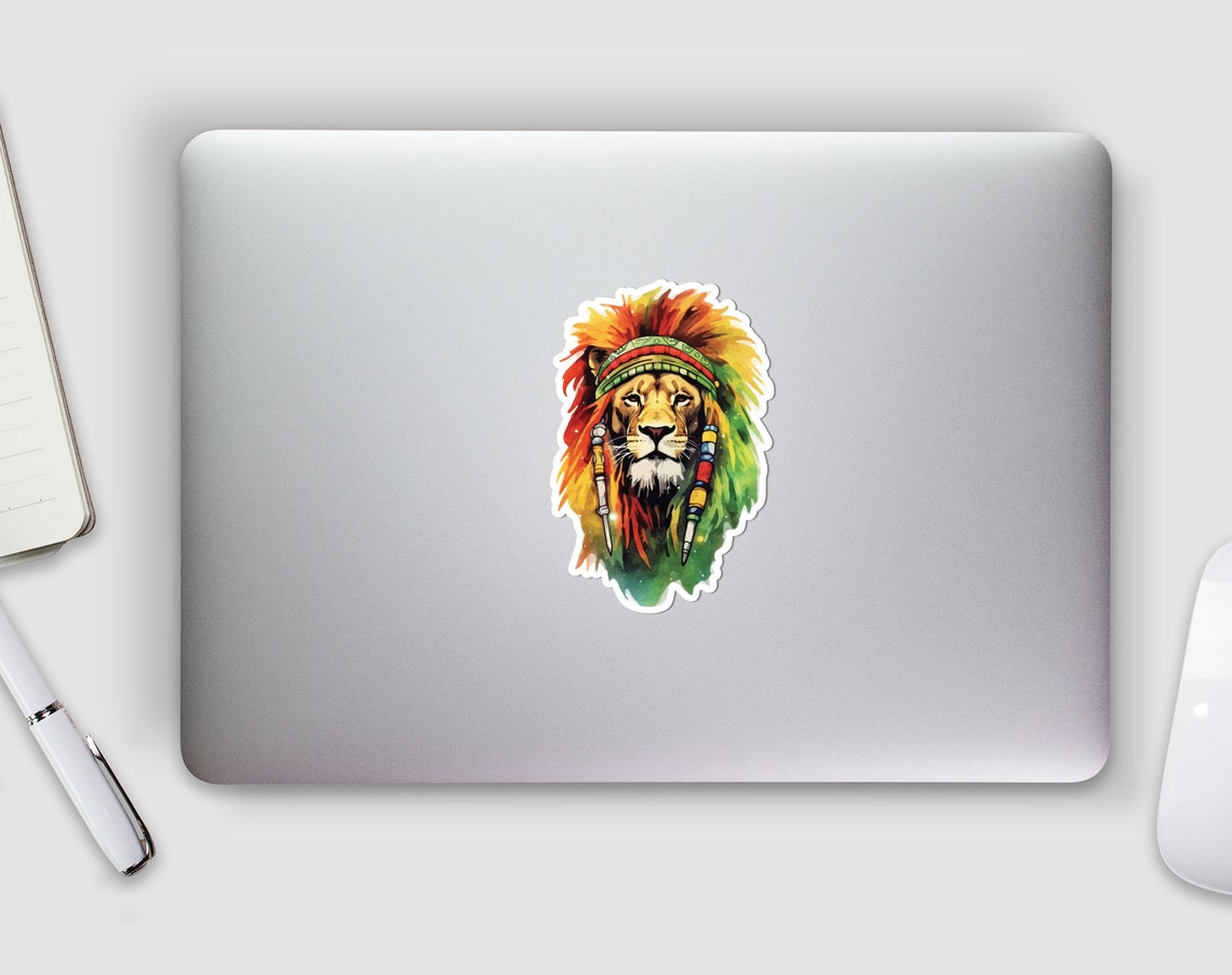 Rasta Lion Vinyl Sticker: Watercolor Reggae Art - Etsy