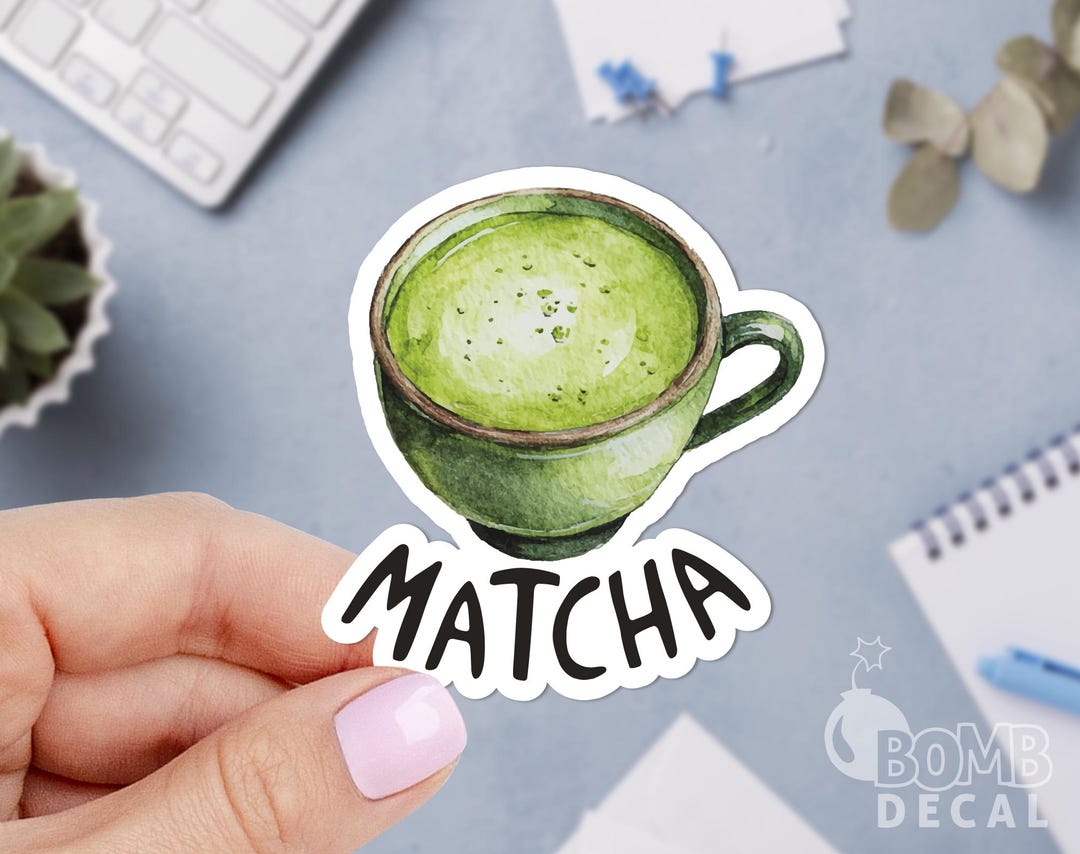 Matcha Sticker, Watercolor Sticker, Drink Sticker, Laptop Sticker ...